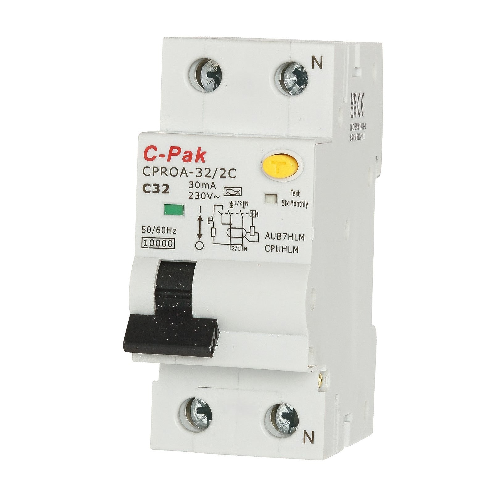 RCBO - CPROA - 2 Pole - 2 Module - 100mA – C-PAK